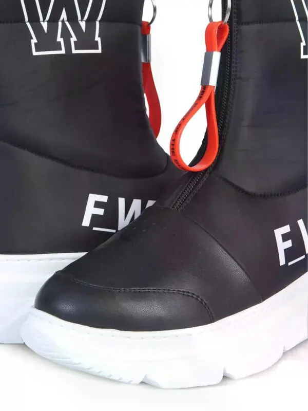 F_WD Logo-print Front-zip Boots - Black
