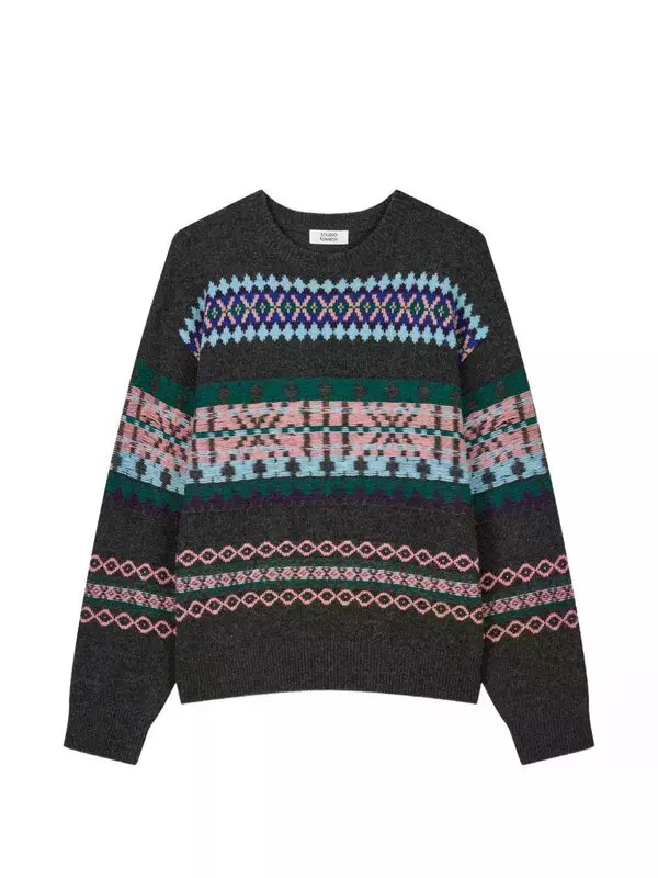 STUDIO TOMBOY Patterned Knit Crew-neck Sweater