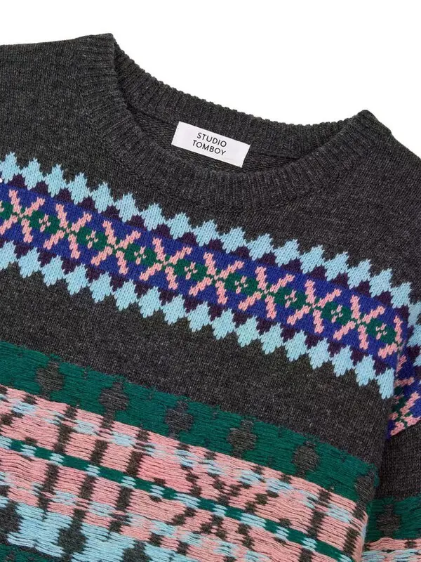 STUDIO TOMBOY Patterned Knit Crew-neck Sweater
