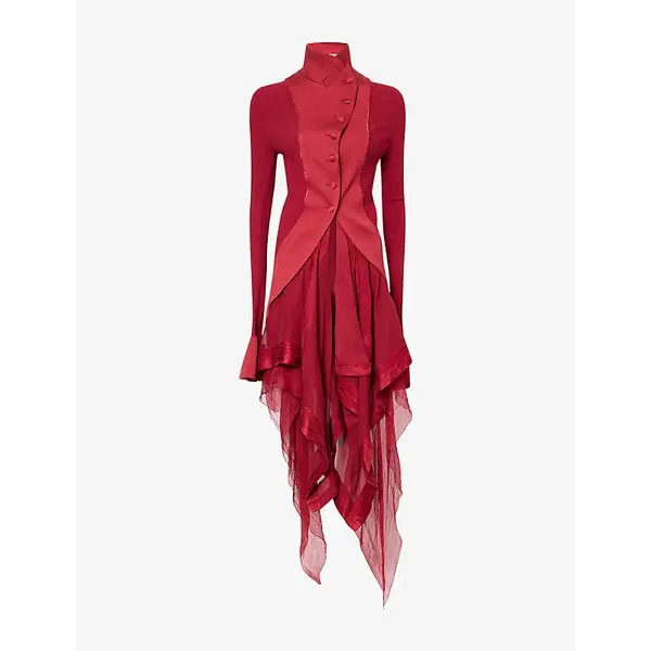MARC LEBIHAN Fitted Ruffle Woven Jacket