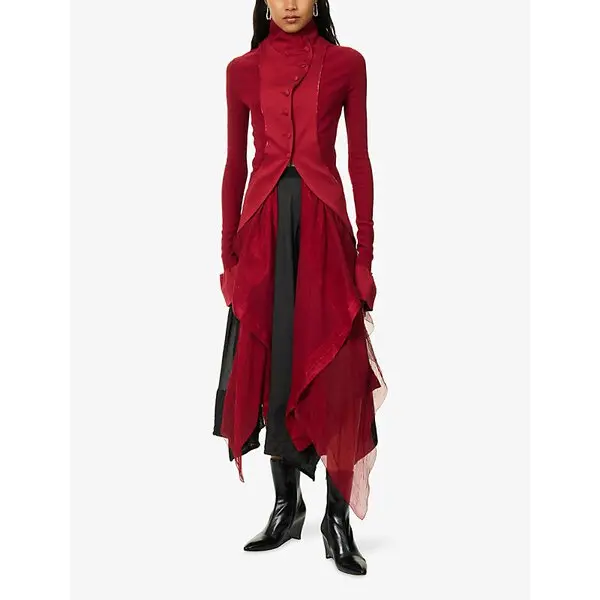 MARC LEBIHAN Fitted Ruffle Woven Jacket
