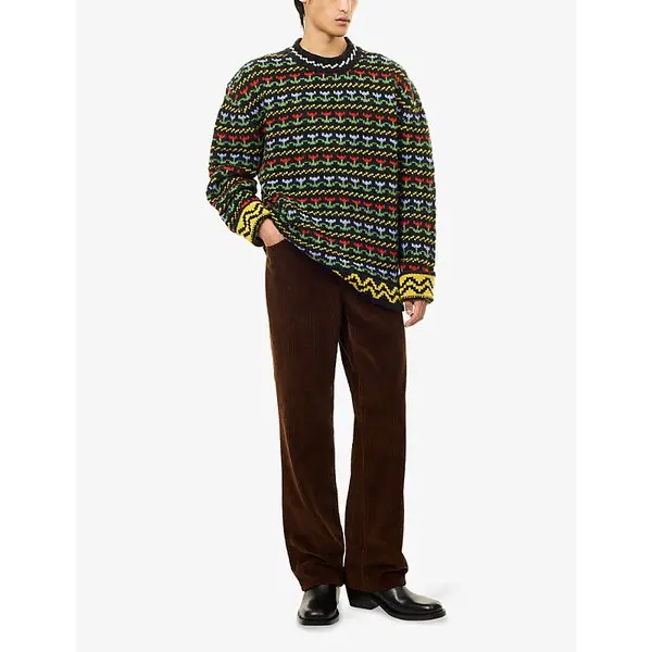 Marni Fairisle Flowers Print Wool Knit Jumper