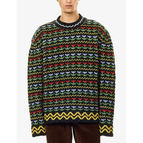 Marni Fairisle Flowers Print Wool Knit Jumper