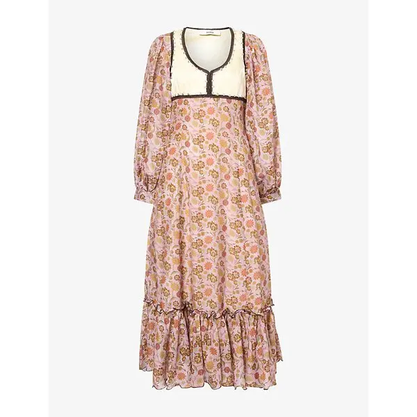 SIEDRES Serica Contrast-panel Woven Maxi Dress - Multi