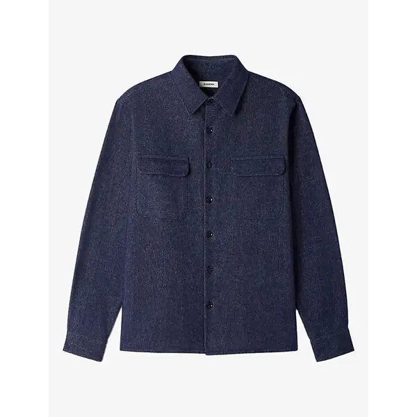 Sandro Flannel Long-sleeve Cotton Shirt - Blue