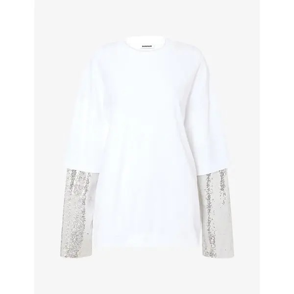 DARKPARK Troy Double-sleeve Cotton-jersey T-shirt - White Silver