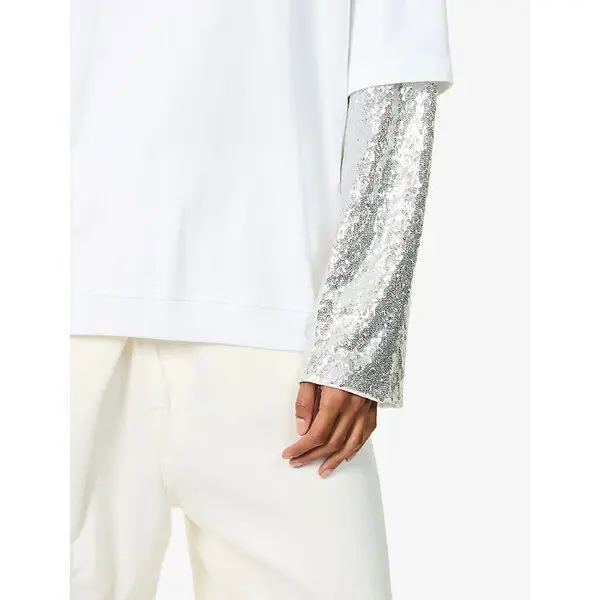 DARKPARK Troy Double-sleeve Cotton-jersey T-shirt - White Silver