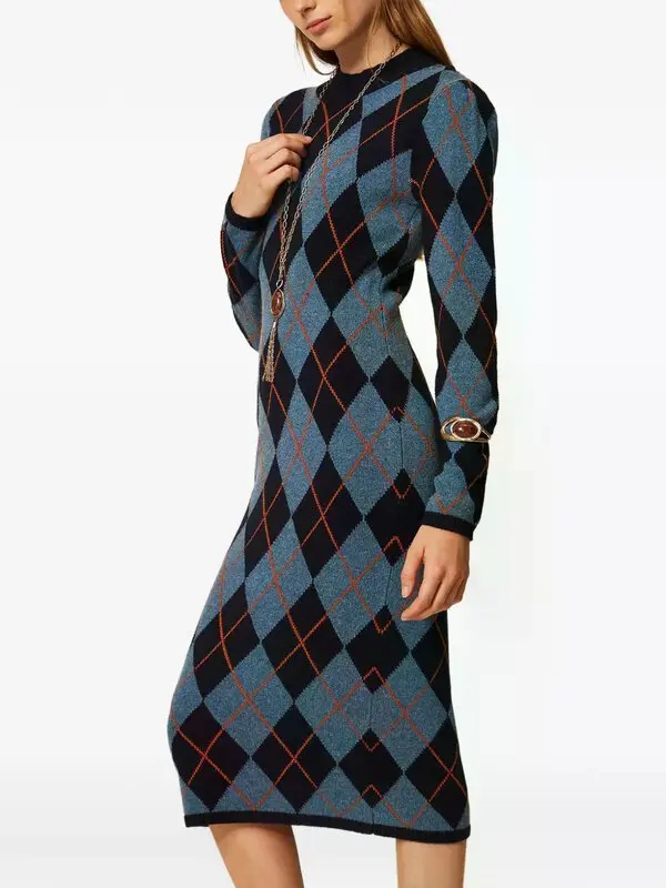 TWINSET Diamond Jacquard Long Knit Dress