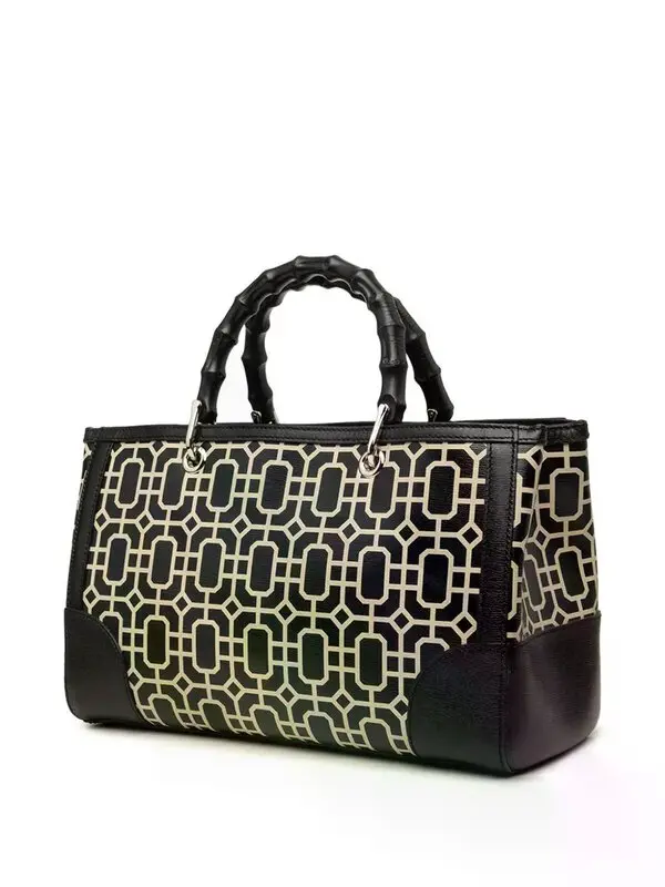Gucci 2000-2015 Medium Printed Calfskin Bamboo Satchel