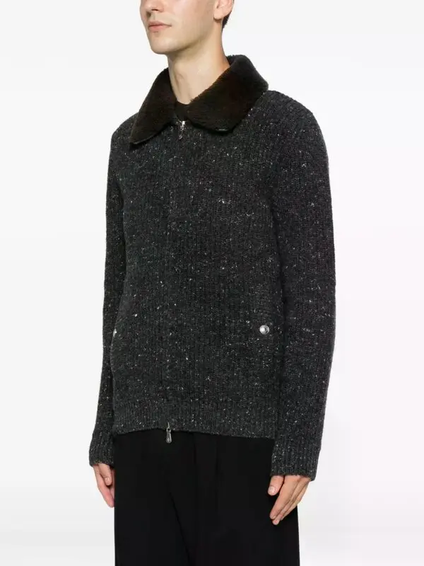 Eleventy Zip-up Ribbed-knit Jacket