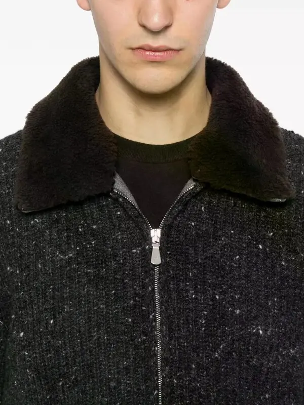 Eleventy Zip-up Ribbed-knit Jacket