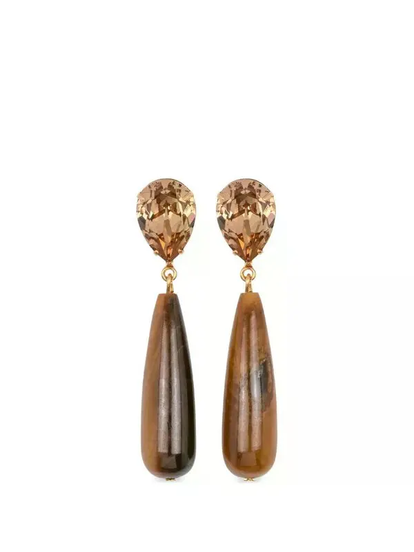 JENNIFER BEHR Caroline Crystal-embellished Drop Earrings - Brown