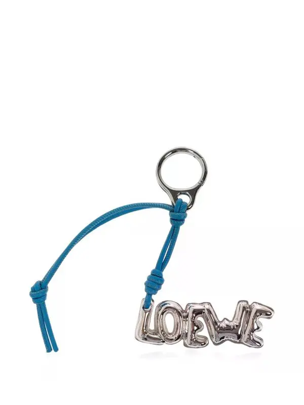 Loewe Blown Logo-pendant Leather Keychain - Silver