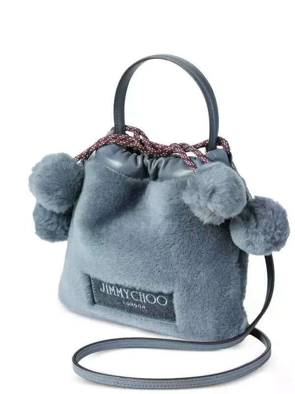 JIMMY CHOO Drawstring Shearling Bucket Bag