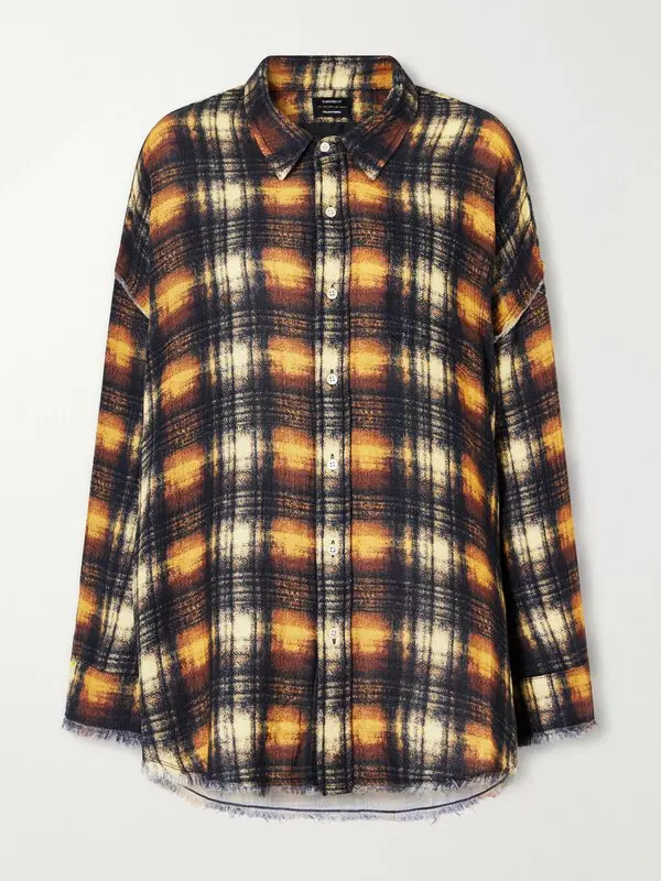 R13 Frayed Cotton-flannel Shirt