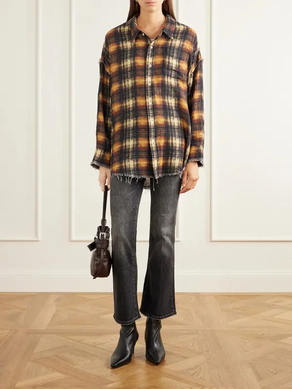 R13 Frayed Cotton-flannel Shirt