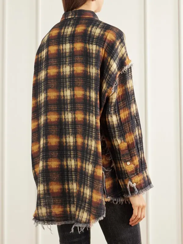 R13 Frayed Cotton-flannel Shirt