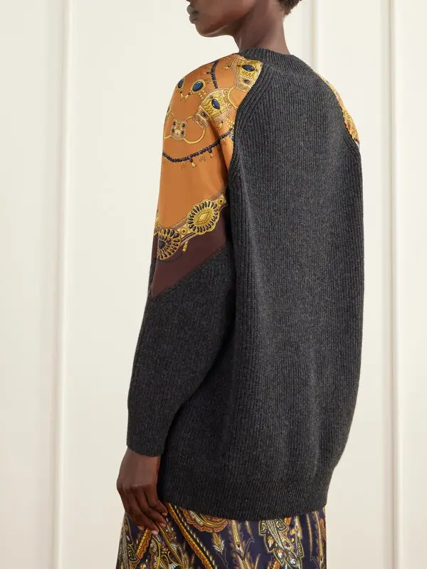 Etro Printed Silk-trimmed Wool And Cashmere-blend Sweater
