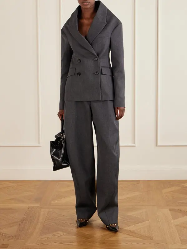 Balenciaga High-waist Barrel-leg Wool Pants