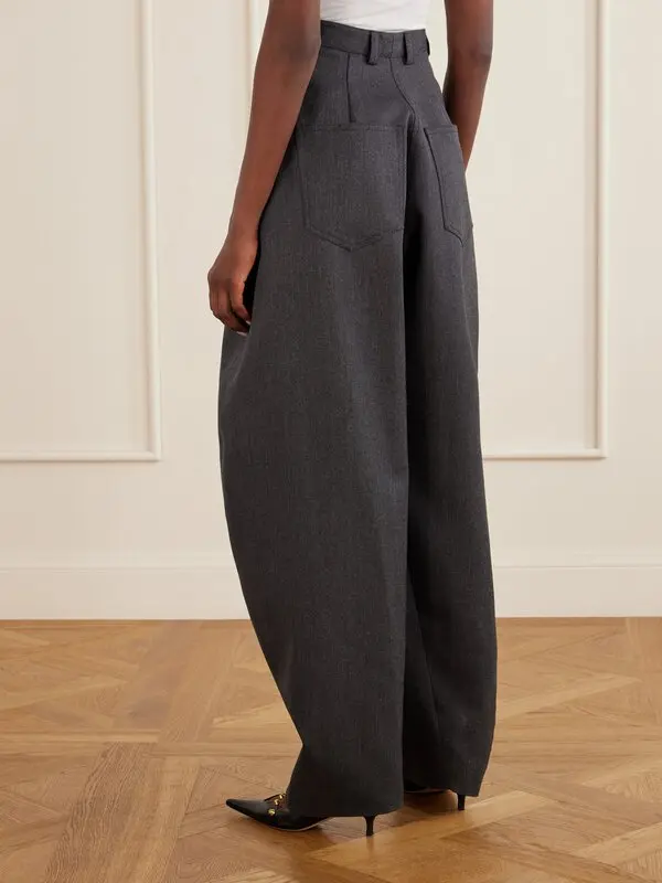 Balenciaga High-waist Barrel-leg Wool Pants