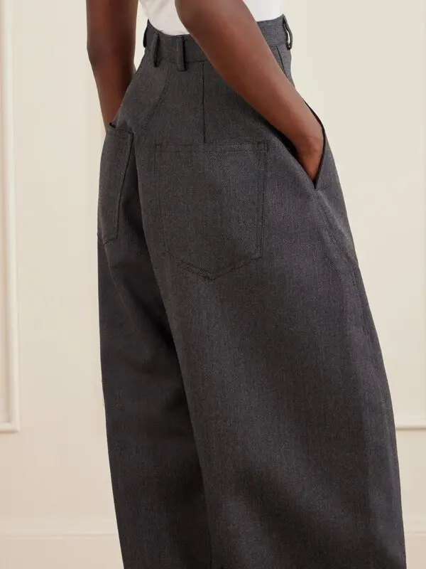 Balenciaga High-waist Barrel-leg Wool Pants