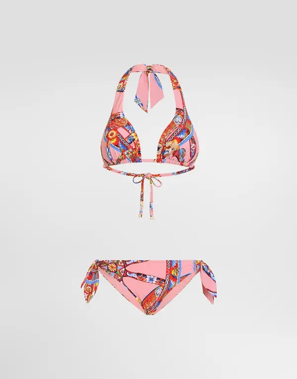 Dolce & Gabbana Carretto-print Triangle Bikini Swimwear