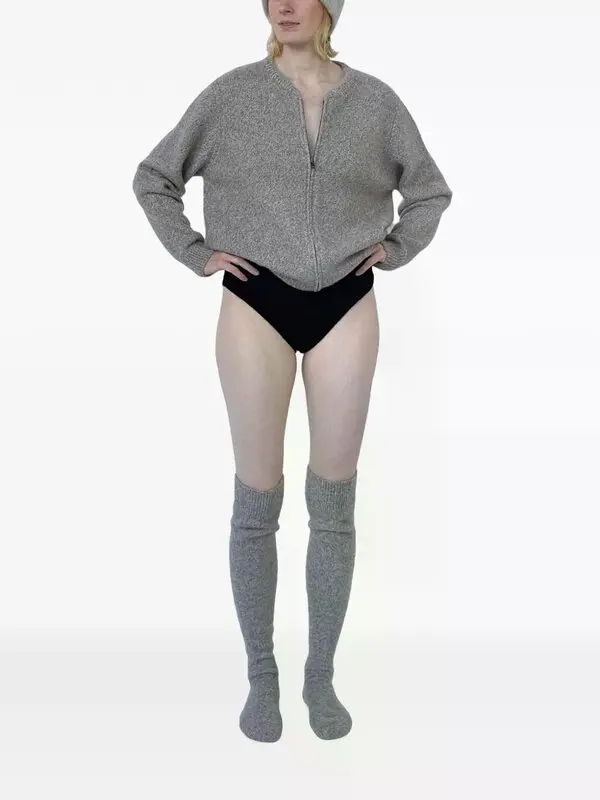 Frenckenberger Zip-up Marl-knit Cardigan