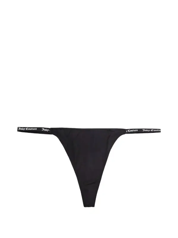 Juicy Couture Logo-waistband Thongs Set - Black
