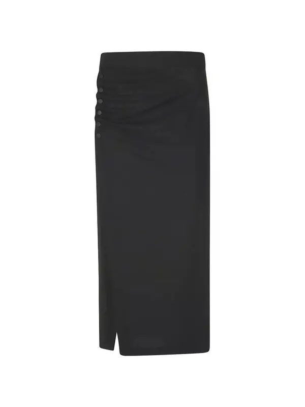 Emporio Armani Button-embellished Ruched Midi Skirt - Black