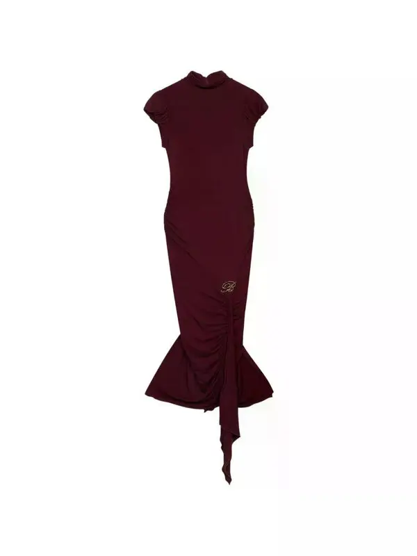 Blumarine Draped Logo-detail Midi Dress