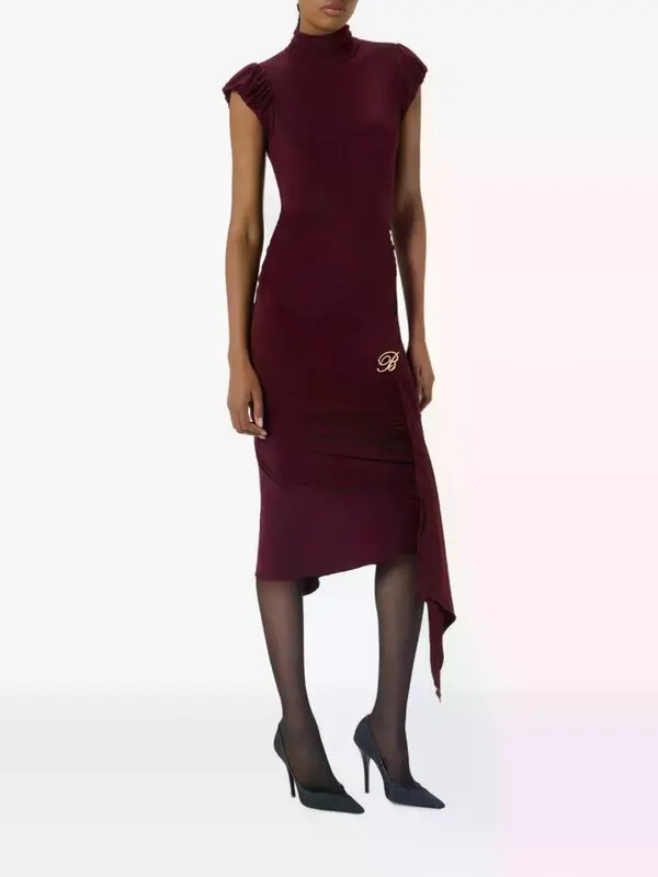 Blumarine Draped Logo-detail Midi Dress