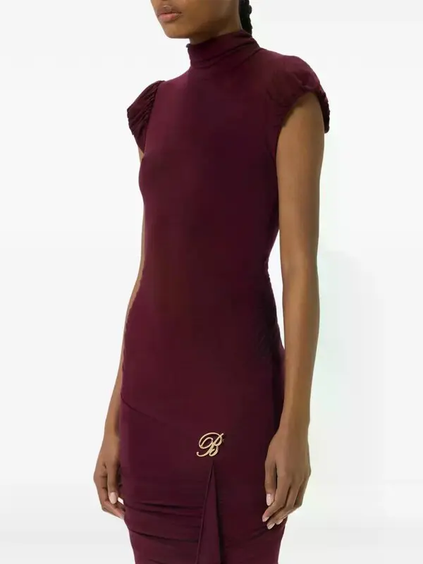 Blumarine Draped Logo-detail Midi Dress