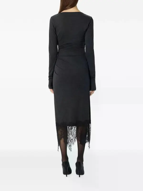 Blumarine Lace-trim Ruched Midi Dress