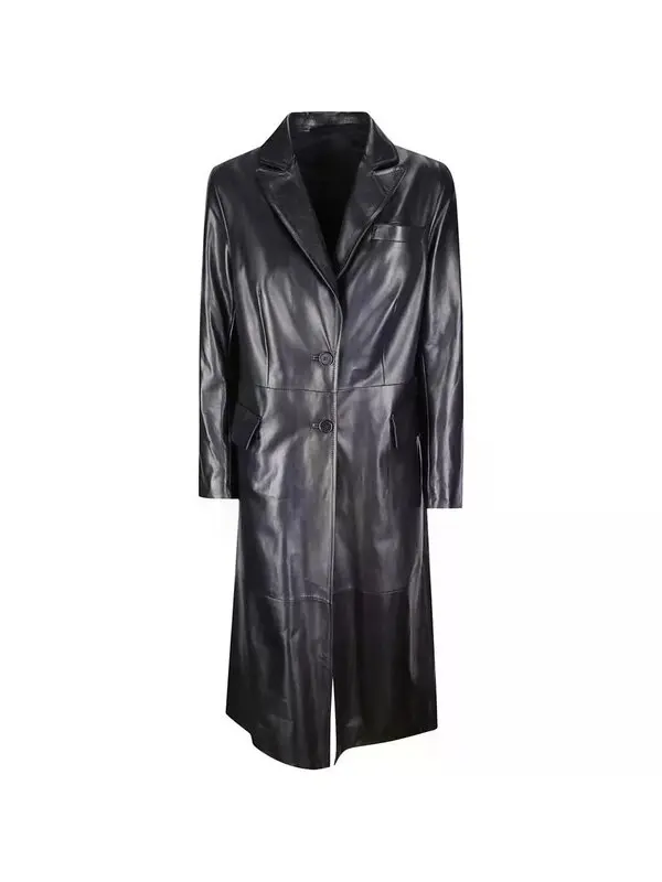 SALVATORE SANTORO Leather Single-breasted Coat