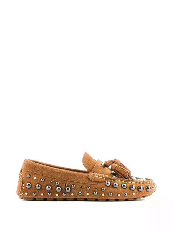 STRATEGIA SHOES Mykonos Embellished Tassel Loafers - Brown