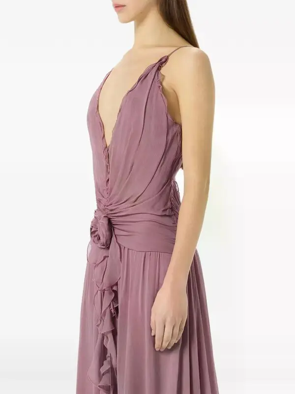 Blumarine Rose-detail V-neck Maxi Gown - Pink