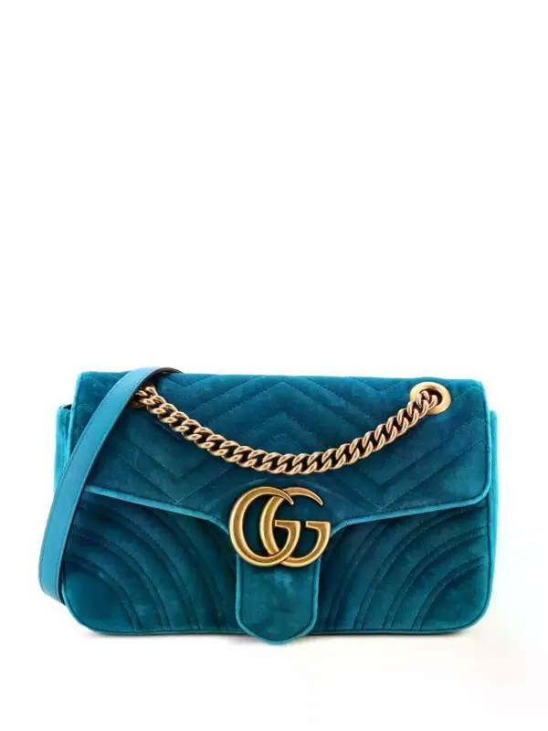 Gucci Gg Marmont Flap Bag Matelasse Velvet Small Shoulder Bag