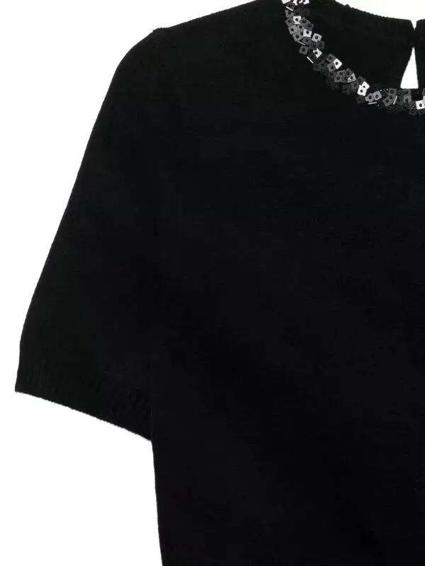 SEMICOUTURE Sequin-embellished Short-sleeve T-shirt - Black