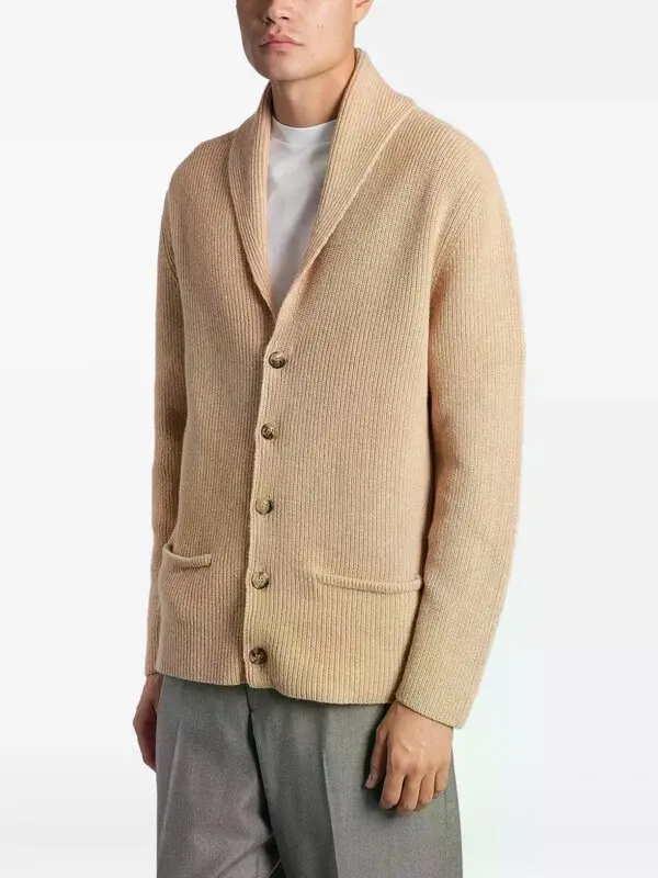 BALLANTYNE Shawl-collar Ribbed-knit Cardigan