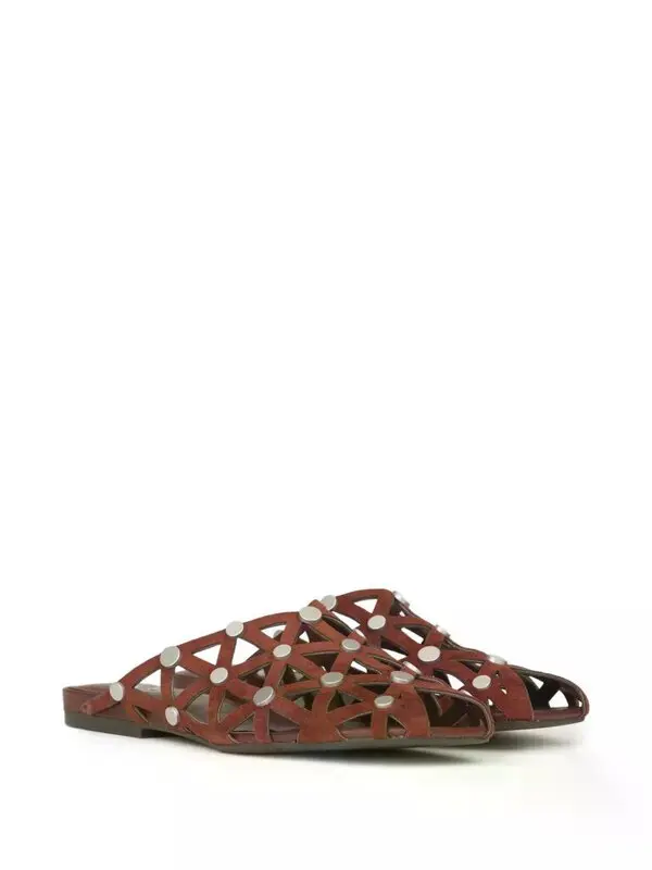 Ash Bone Stud-embellished Cut-out Sandals