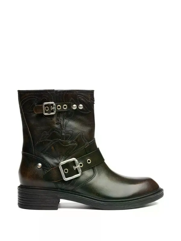Ash Fannei Buckled Embroidered Biker Boots