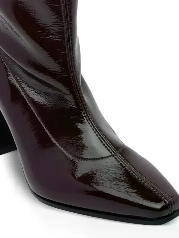 STUART WEITZMAN Patent-finish Square-toe Boots - Red