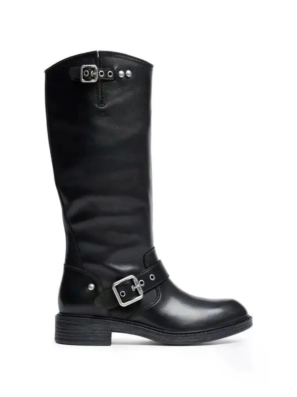 Ash Freesia Buckle-detail Biker Boots - Black