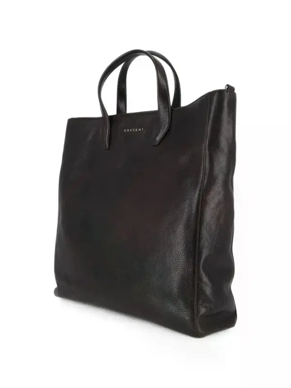 Orciani Work Lagoon Leather Tote Bag