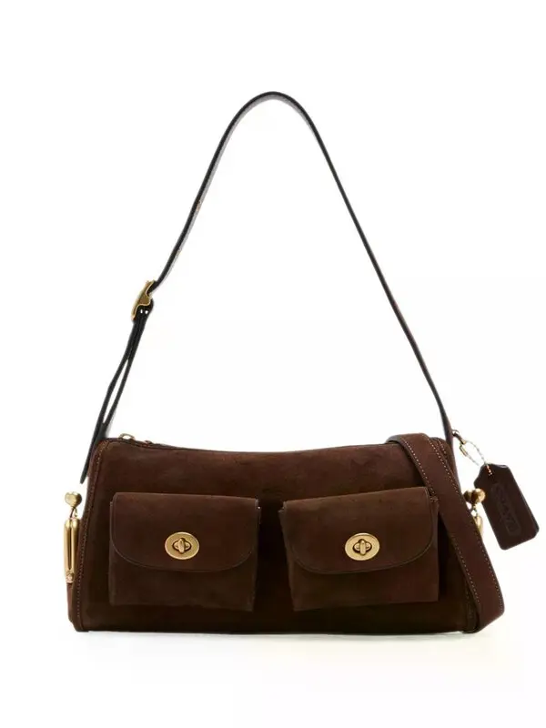 COACH Turnlock Suede Multi-pocket Cross Body Bag