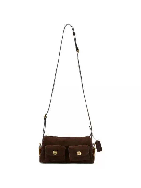 COACH Turnlock Suede Multi-pocket Cross Body Bag