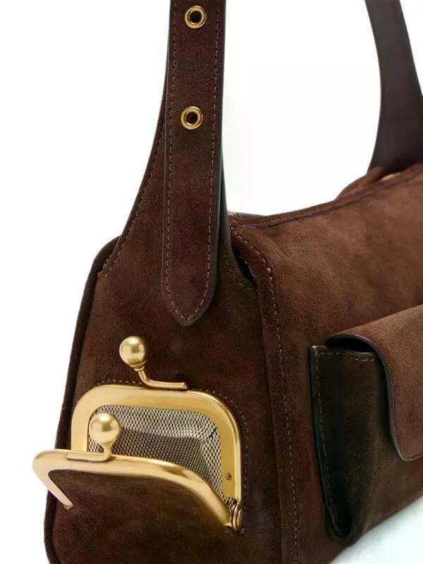 COACH Turnlock Suede Multi-pocket Cross Body Bag