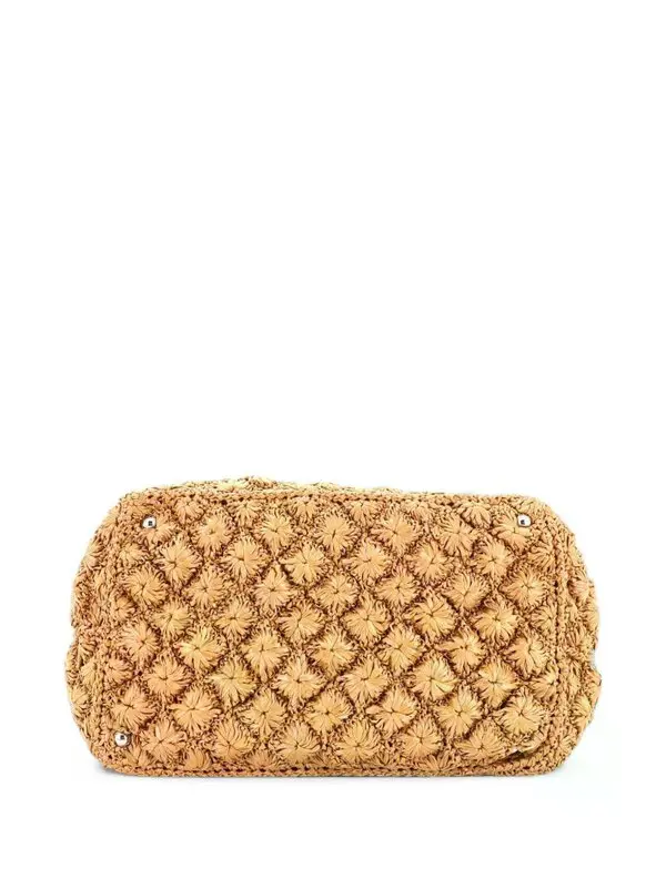 Prada Canapa Convertible Raffia Crochet Large Tote Bag