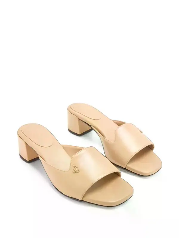 JIMMY CHOO Jc-logo Block-heel Sandals - Neutrals