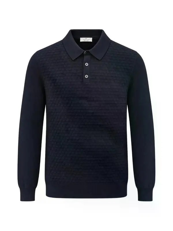 PANICALE Textured-knit Long-sleeve Polo Shirt